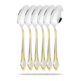 Luxury Mirror Polished & Brushed Stainless Steel Spoon Set of 6 - 8.26" - Bed Bath & Beyond ...