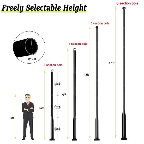 Street Light Pole 20ft Tall - Black Outdoor Adjustable Metal Street ...