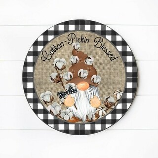Cotton Pickin' Blessed Gnomes Printed Handmade Wood Sign 12" Round ...