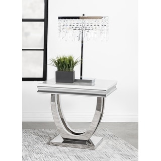 Durante White and Chrome U-Shaped Base Square End Table - Bed Bath ...