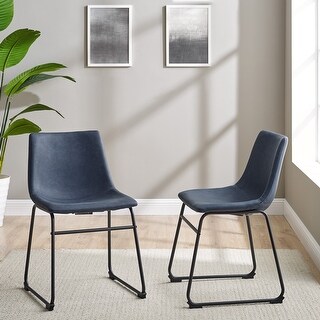 Worthington Faux Leather Navy Dining Chairs, Set of 2 - Bed Bath ...