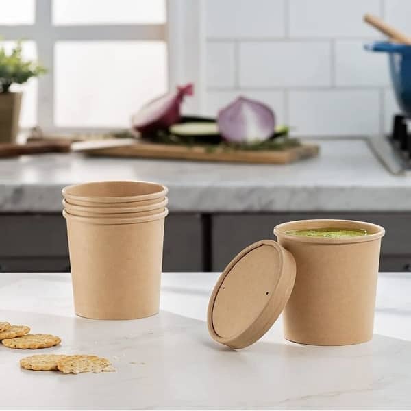 Disposable Kraft Paper Food Cups with Vented Lids - Bed Bath & Beyond ...