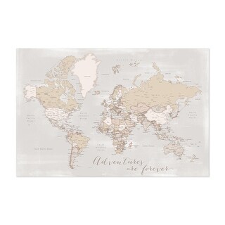 Adventures are Forever Rustic World Map with Cities Art Print/Poster ...