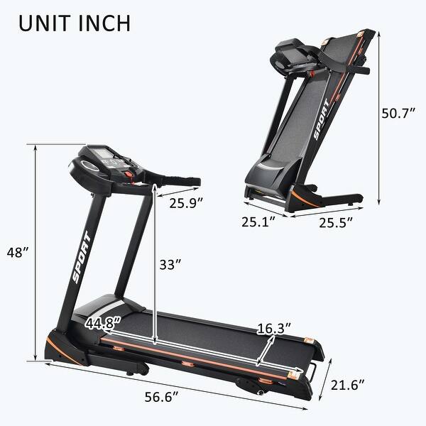 Comfortable and Stable Folding Treadmill/Safety Emergency Stop Key ...
