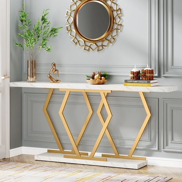 SAFAVIEH Liasonya Curved Console Table - 52" W x 12" D x 31" H - On ...
