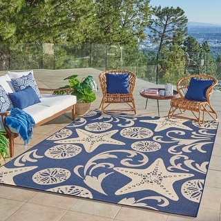 Gertmenian Paseo Canoa Navy Casual Nautical Flatweave Indoor/ Outdoor ...