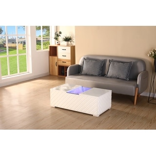 Coffee Table for Living Room with Led Lights, High Gloss Finish Storage ...