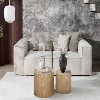 MDF side table,coffee table,end table,nesting table set of 2 with oak ...