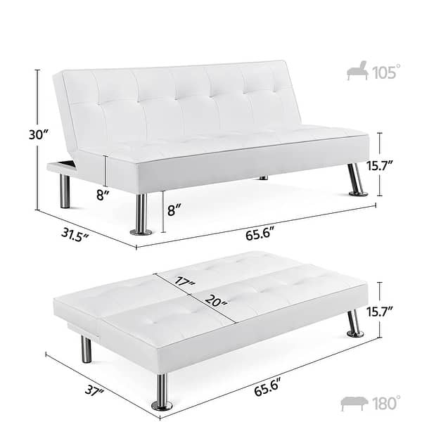 Faux Leather Click Clack Adjustable Futon Sleeper Sofa - Bed Bath ...