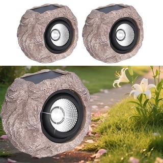 2 Pack Solar Rock Lights Outdoor – Waterproof LED Garden Spotlights ...