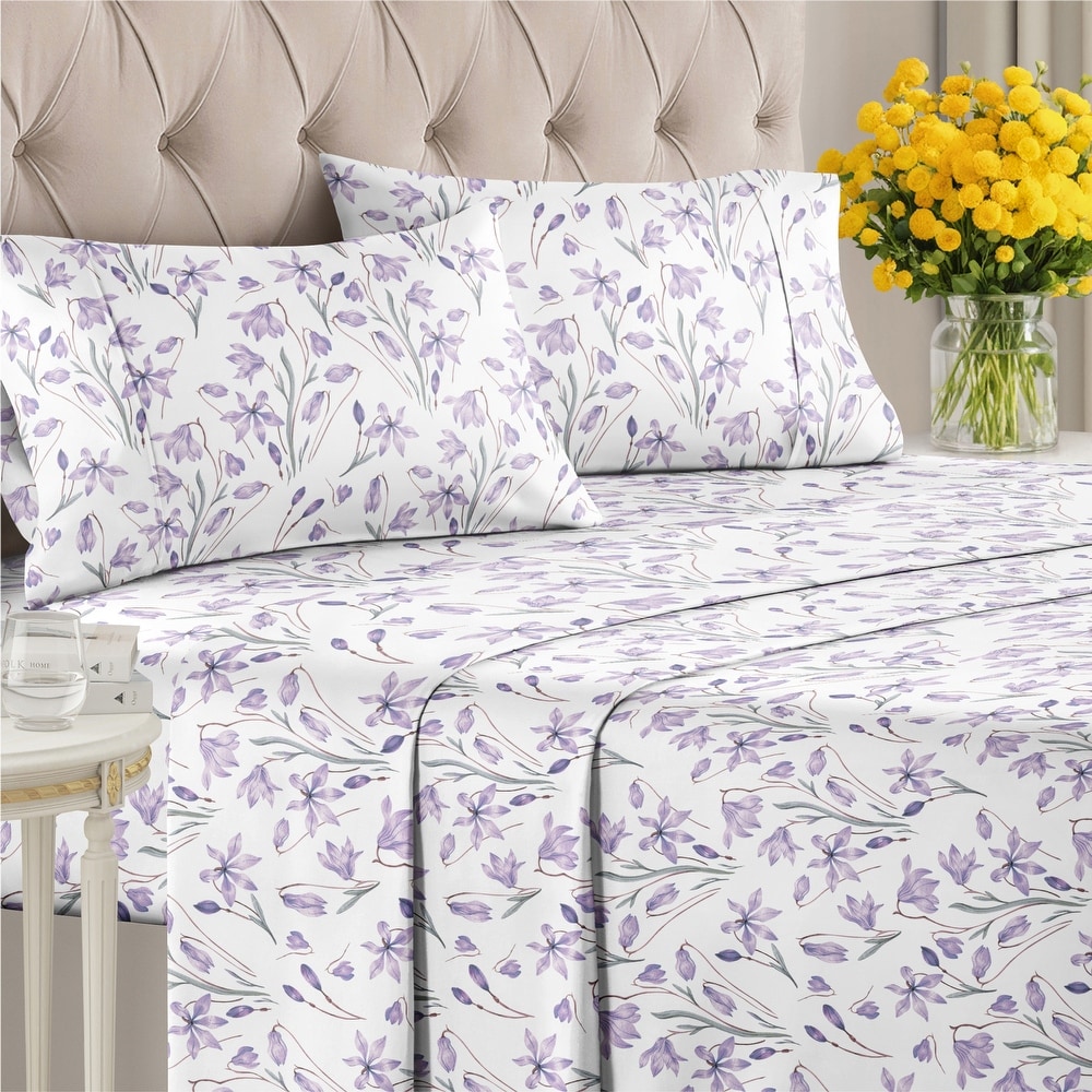 purple patterned sheets
