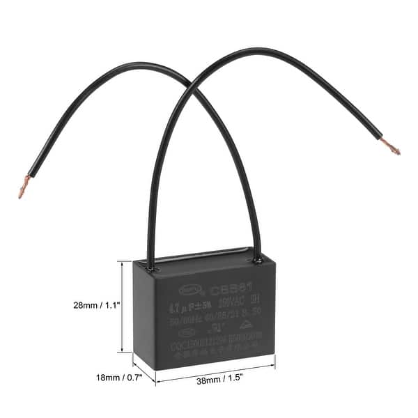 Metallized Film Ceiling Fan Capacitor CBB61 4.7uF 250V AC 2 Wires - Bed ...