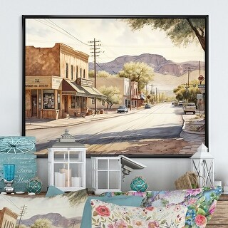 Designart "Small Town Wild West II" Southwestern Framed Canvas Art ...