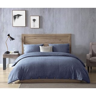 NexHome 100% Washed Cotton Denim Blue Duvet Cover Set Twin Size 2 Pcs ...