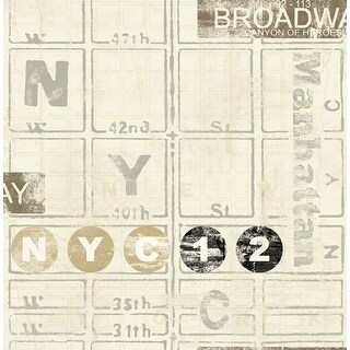 Seabrook Designs Normina New York Map Unpasted Wallpaper - Bed Bath ...