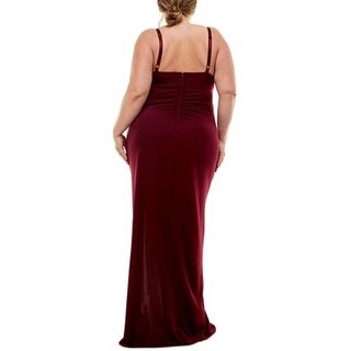 Emerald Sundae Women's Cowlneck Side Ruched Maxi Dress Red Size 20W ...