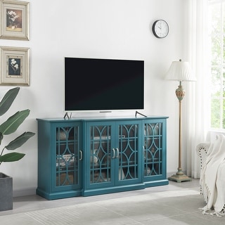 Plam 63" Sideboard with Glass Door and Adjustable Shelves Storage ...