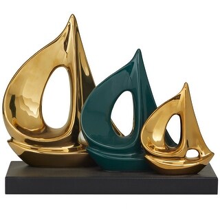 Polystone Sail Boat Sculpture with Black Base - Gold - CosmoLiving by ...