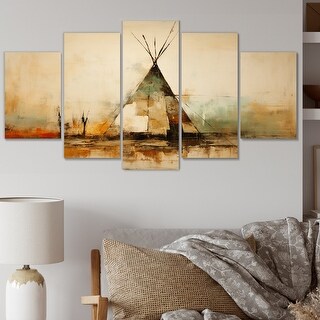 Designart "Yellow Native Tipi Rhythms Collage I" Native American Art ...
