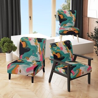 Designart "Turquoise and Pink Abstract Serenity II" Upholstered ...