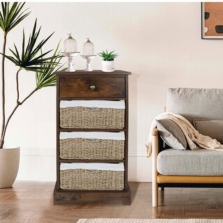 Wicker Basket Storage Cabinet, Wicker Storage Cabinet with Drawers and ...