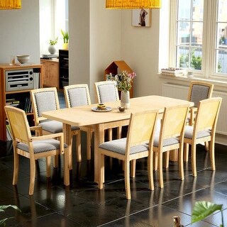 84inch Dining Table Set with 24inch Removable Leaf , 6 Upholstered ...