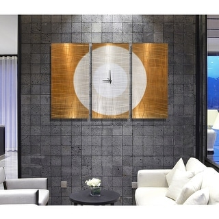 Statements2000 Large Metal Wall Clock Art Panels Modern Gold Silver ...