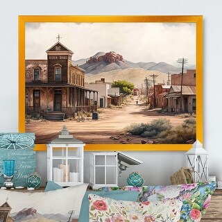 Designart "Small Town Wild West III" Southwestern Framed Art Print ...