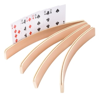 GSE™ Set of 4 Playing Cards Holders, 12.5" Wooden Curved Playing Card ...