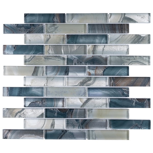 TileGen. Aegean Glass Mosaic in Blue Wall Tile (10 sheets/9.7sqft ...