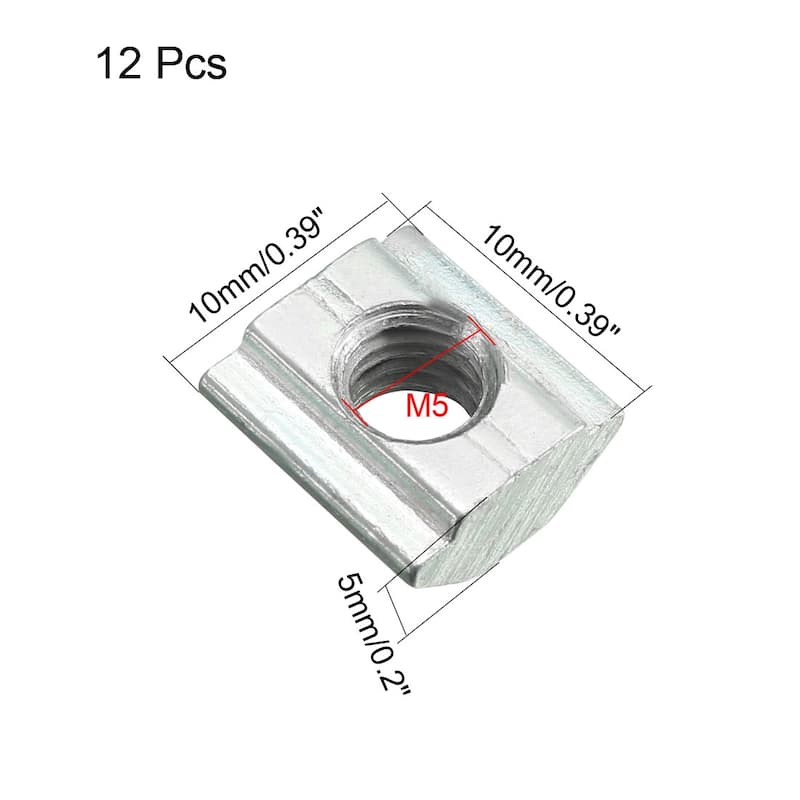 M5 Slide in T-Nut for 2020 Series Aluminum Extrusions Profile 12 Pcs ...