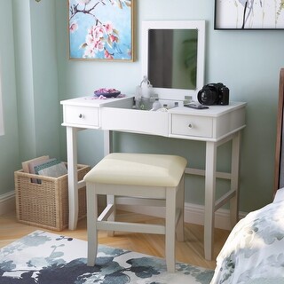 Chystiakove Contemporary White Wood 2-Drawer 2-piece Vanity Set by ...