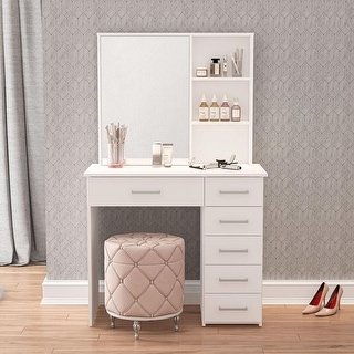Spes Modern White Painted Makeup Vanity Table for Bedroom - as picture ...