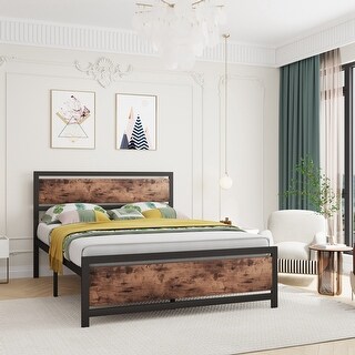 Full Size Metal and Wood Bed Frame - Bed Bath & Beyond - 38194217