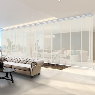 InStyleDesign 12-Panel Double Rail White Panel Track Extend 140"-260"W ...