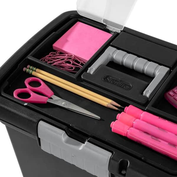 Sterilite Portable Lockable File Box w/ Extra Compartment & Handle (4 ...