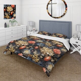 Designart "Mystic Flora Moody Patterns II" Cottage Bedding Cover Set ...