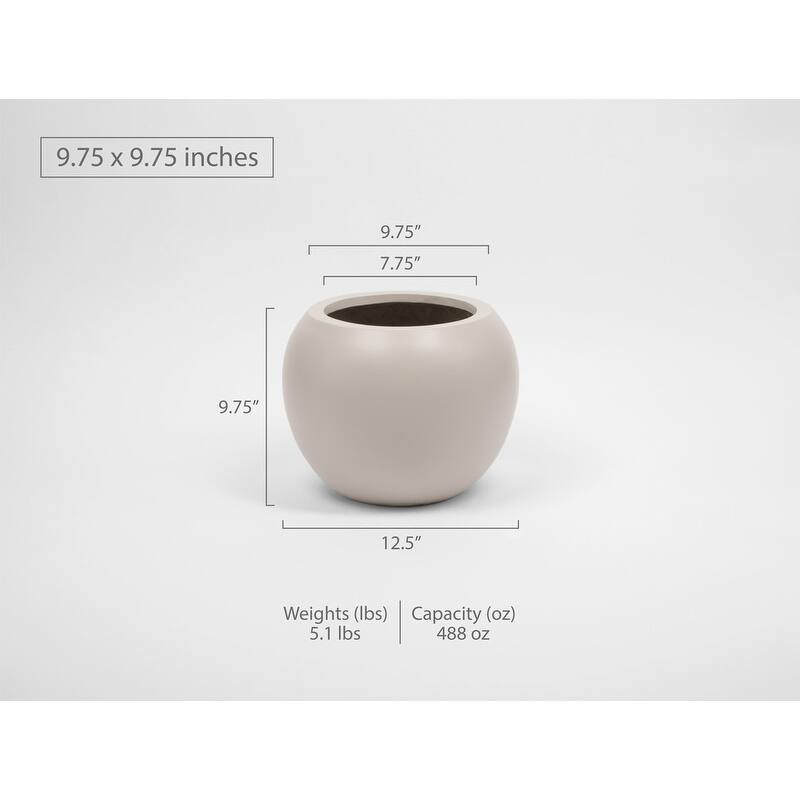 Indoor/Outdoor 1-piece Large Minimalist Fiberstone Lightweight Round ...