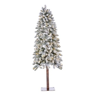 6 Foot Heavily Flocked Alpine Tree with 250 White LED Lights - Bed Bath ...