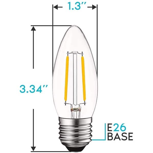 Luxrite LED Chandelier Light Bulbs E26, 40 Watt, 2700K Warm White, Dimmable, Edison Bulb, 400 ...
