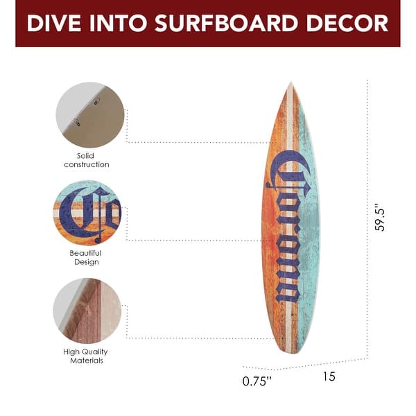 Licensed Corona Color Wood Tones Surfboard Plaque Wall Sign - 60"x15 ...