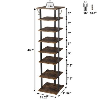 8-Tier Vertical Shoe Rack, Slim Shoe Tower,Wood Shoe Organizer with 2 ...