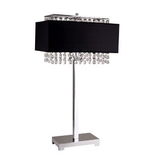 Bling Glam Black and Faux Crystal Rectangular Table Lamp - Large - Bed ...