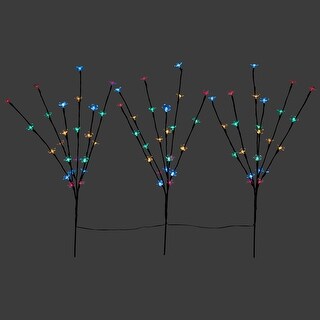 3 Cherry Blossom Artificial Tree Branches 2.5' Multicolor LED Lights ...