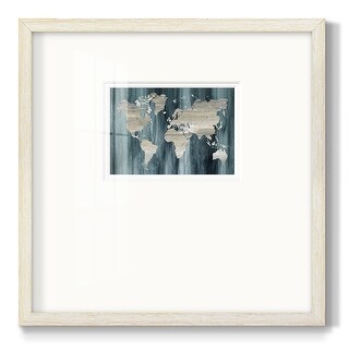 Navy World MapPremium Framed Print - Bed Bath & Beyond - 37895581