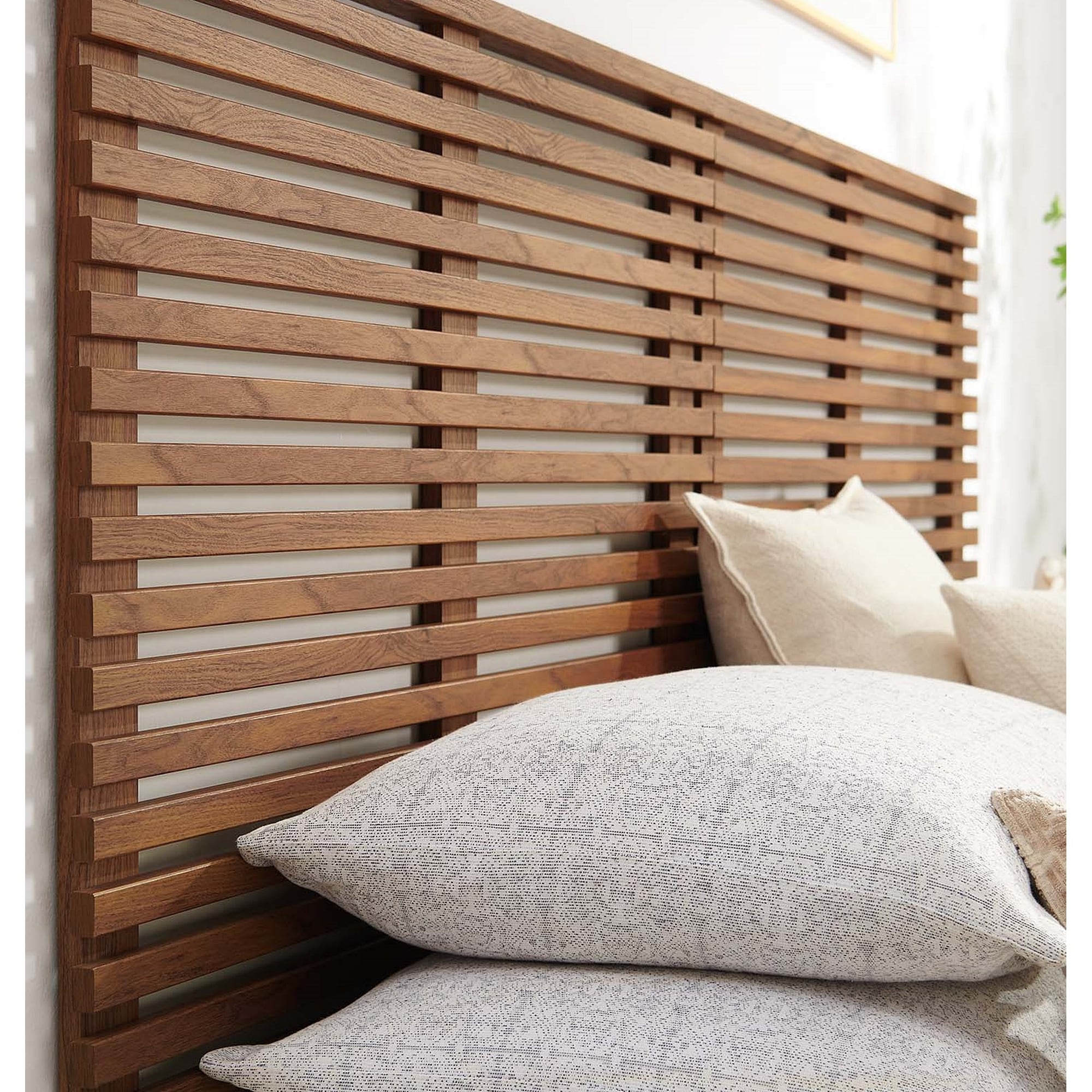 Vidalia Mid-century Modern Walnut Wooden Floating King Size Headboard ...