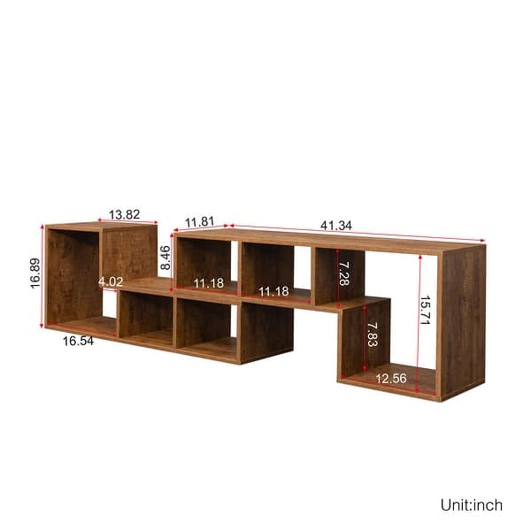 Abstract Living Room Bookcase Double L-Shaped Low Floor TV Stand with ...