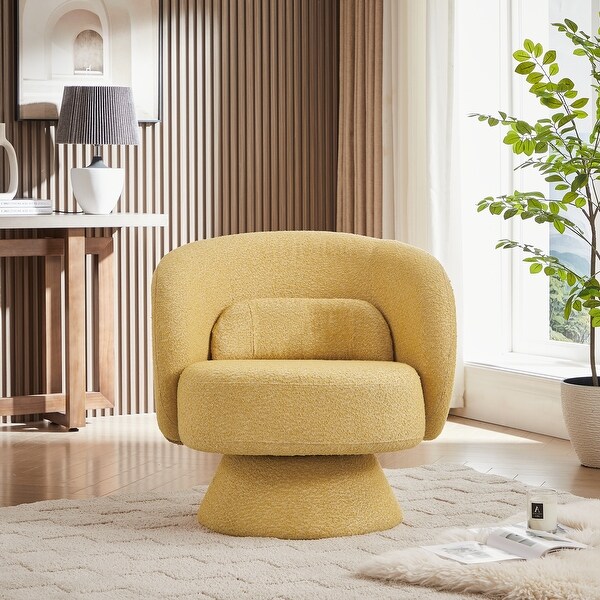 360 Degree Swivel Sherpa Accent Chair Modern Style Barrel Chair with Toss Pillows for home office Bed Bath Beyond 40438119