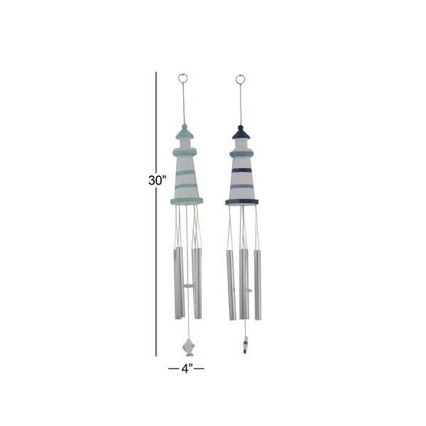 Wood Light House Windchime - Set of 2 White - Roche River Decor - Bed ...