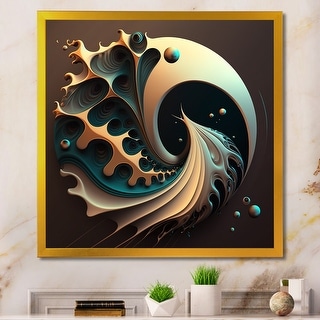 Designart "Turquoise Fractal Emanation VI" Modern Geometric Framed Art ...